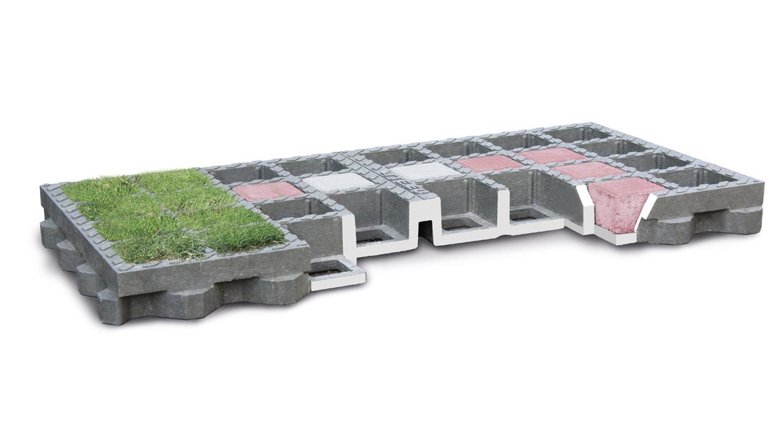 TTE®-Bauweise 2 (Pkw, geleg. SLV) für begrünte Flächen (Rasengitter ...